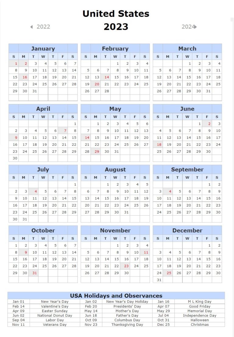 2023 Calendar Template | Free Word and Excel Templates