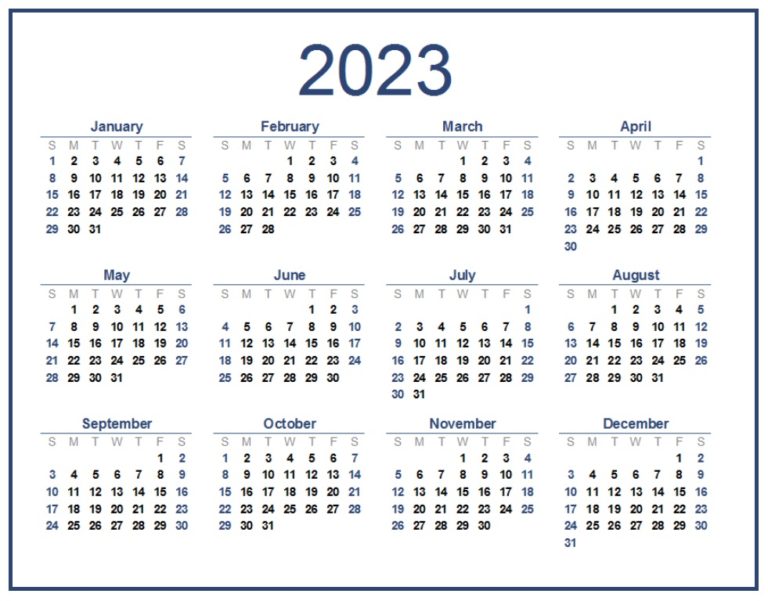 2023 Calendar Template | Free Word and Excel Templates