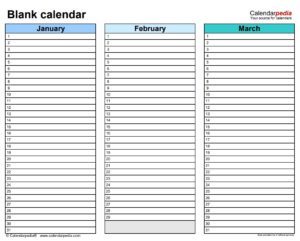 Blank Calendar Template | Free Word and Excel Templates