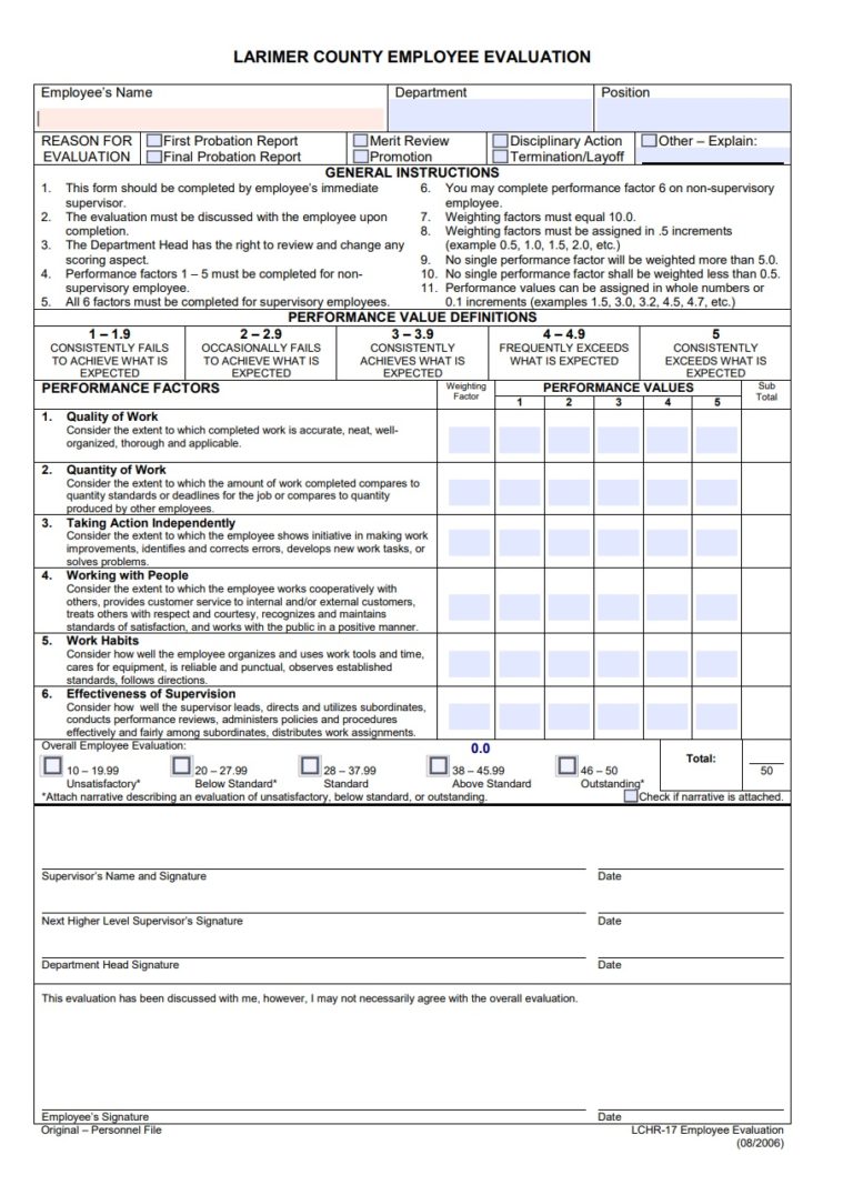 Employee Evaluation Form | Free Word and Excel Templates