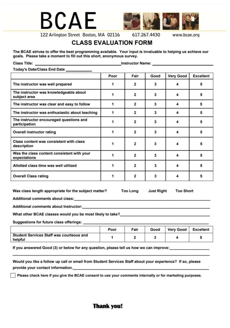 Course Evaluation Form | Free Word and Excel Templates