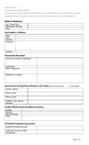 Method Statement Template | Free Word and Excel Templates