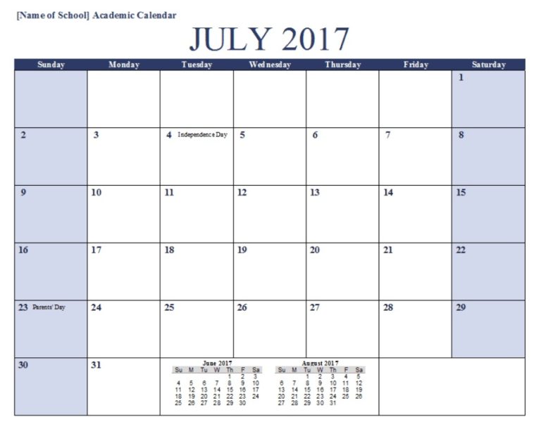 Academic Calendar Template | Free Word and Excel Templates