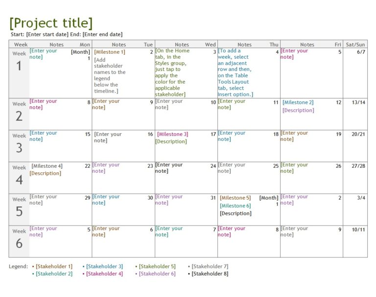 Calendar Timeline Template | Free Word and Excel Templates