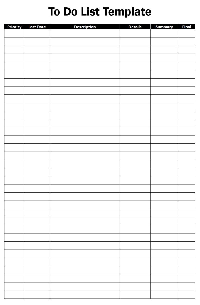 To Do List Template | Free Word and Excel Templates