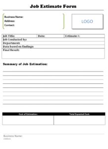 Job Estimate Template | Free Word and Excel Templates